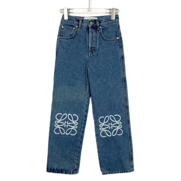 Loewe | Jeans | Loewe Blue Logo Embroidered Straight Leg Cotton Denim ...